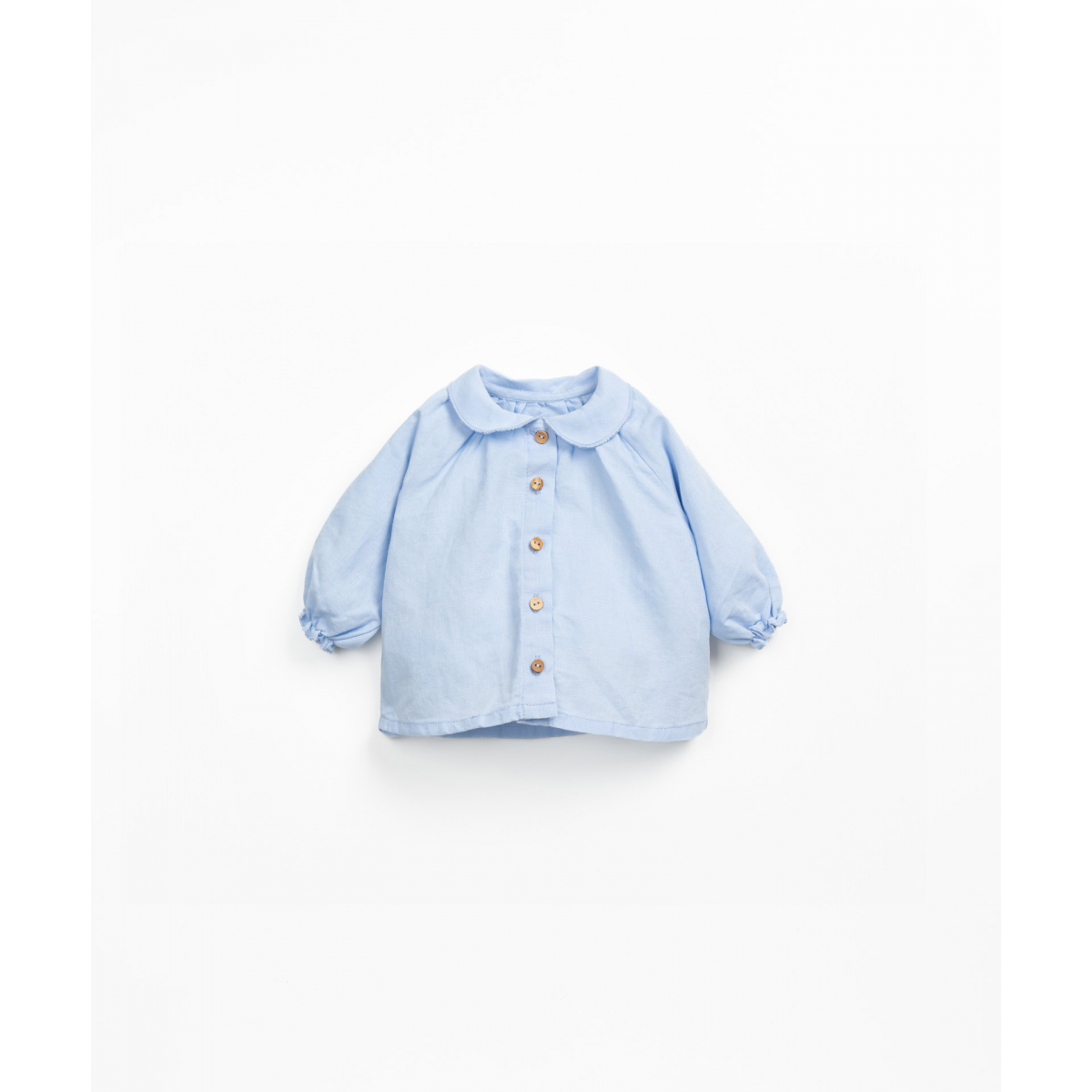 Blusa azul clara em linho e algodão orgânico para recém-nascido | Play ...